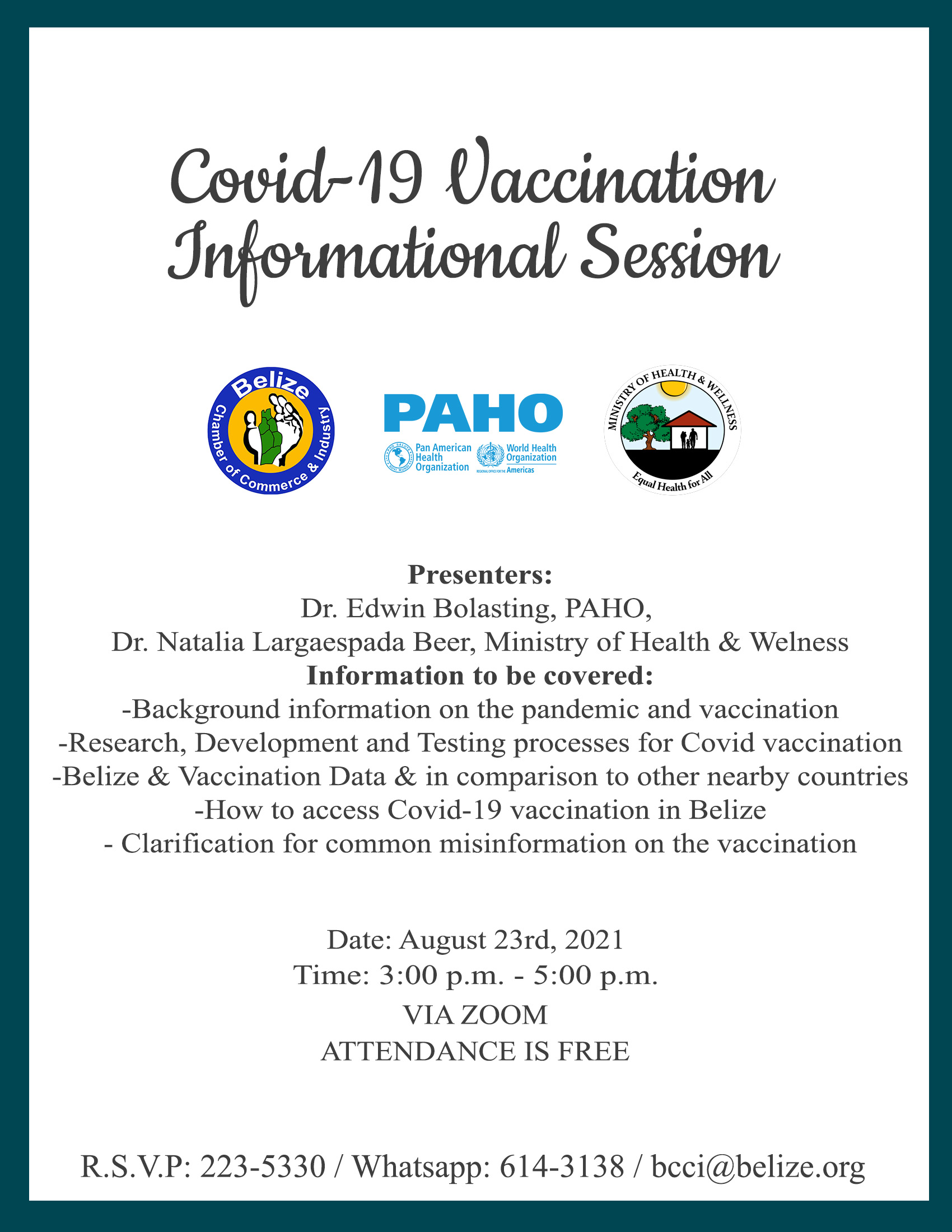 BCCI: Invitation to Covid-19 Vaccination Awareness - Belize Chamber of ...